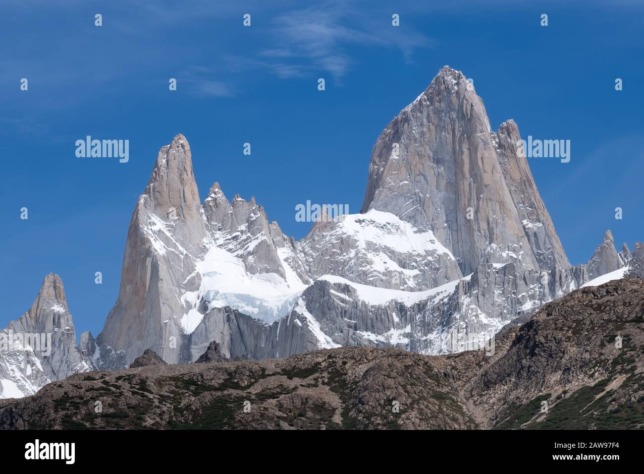 View of the Fitz Roy peak from the ascent trail, Fitz Roy Trek, El ...