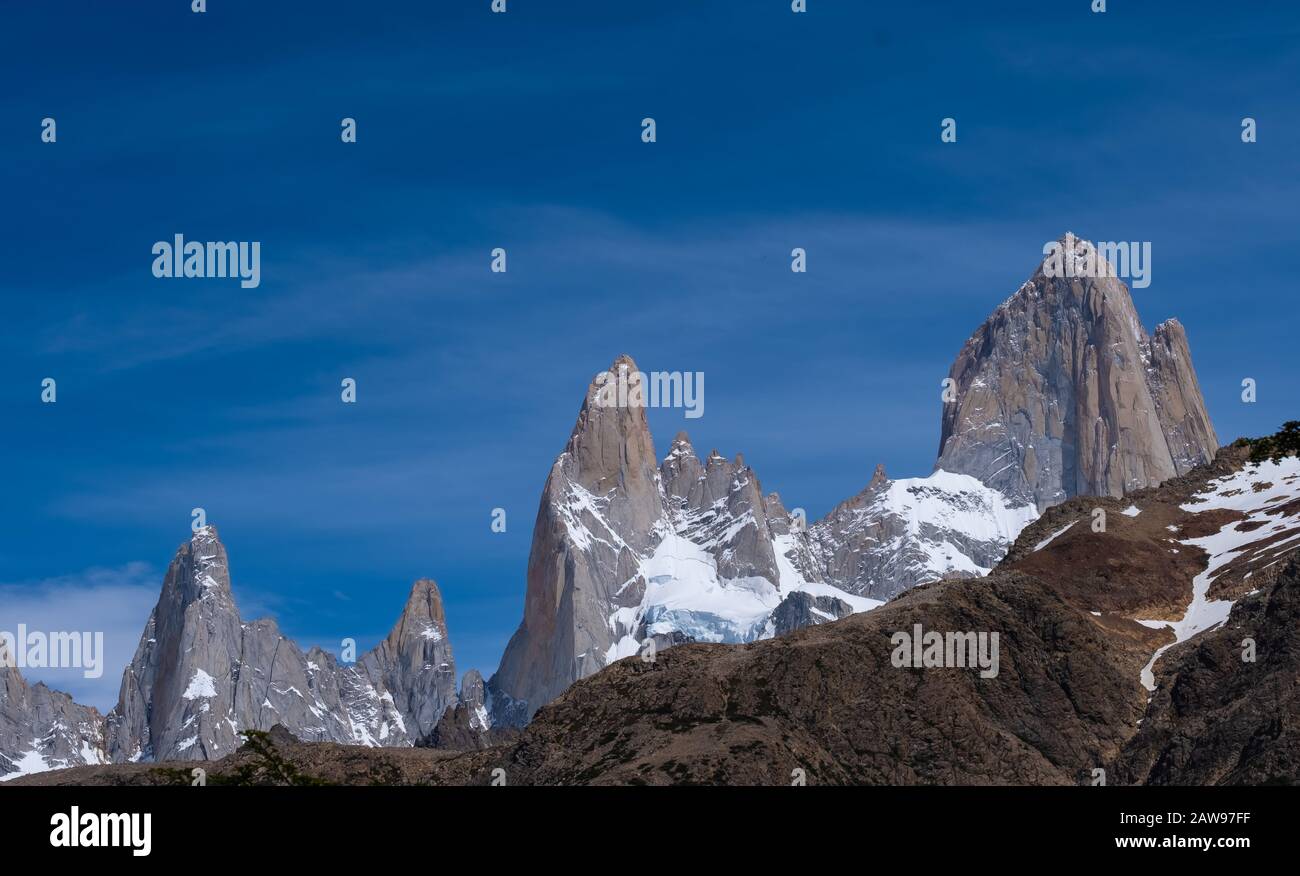 View of the Fitz Roy peak from the ascent trail, Fitz Roy Trek, El ...