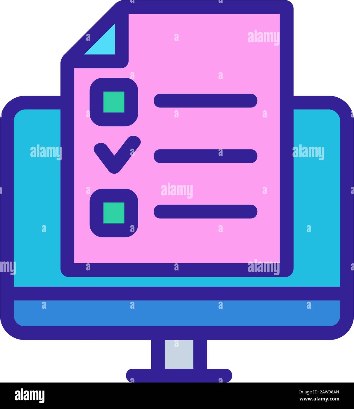 Online test monitor icon vector. Isolated contour symbol illustration ...