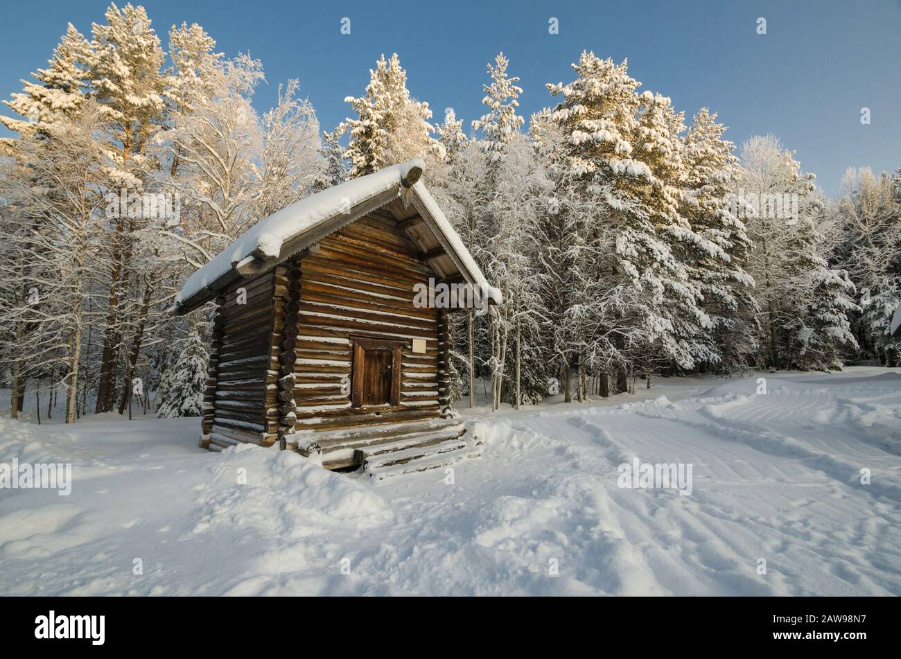 Wooden small barn in the museum of wooden architecture "Small Korely ...