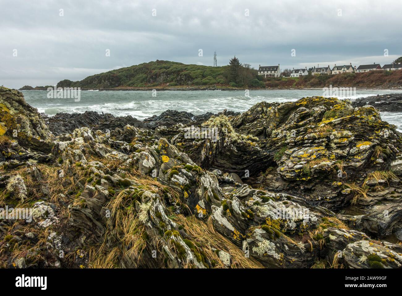 Beautiful rock formations in Port Righ bay, Carradale, Argyll, Scotland ...