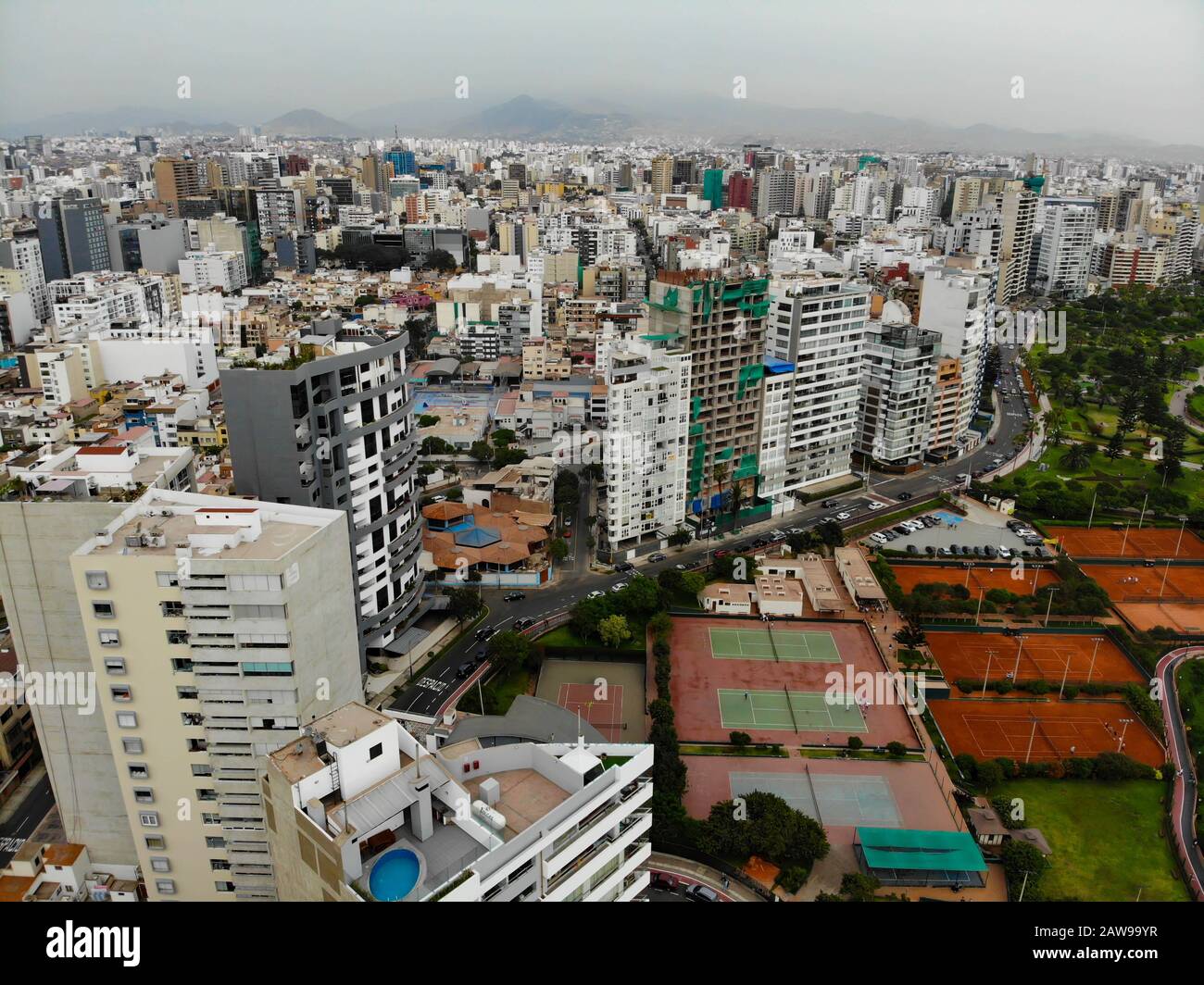 Aerial view of the miraflores district in lima, peru hi-res stock ...