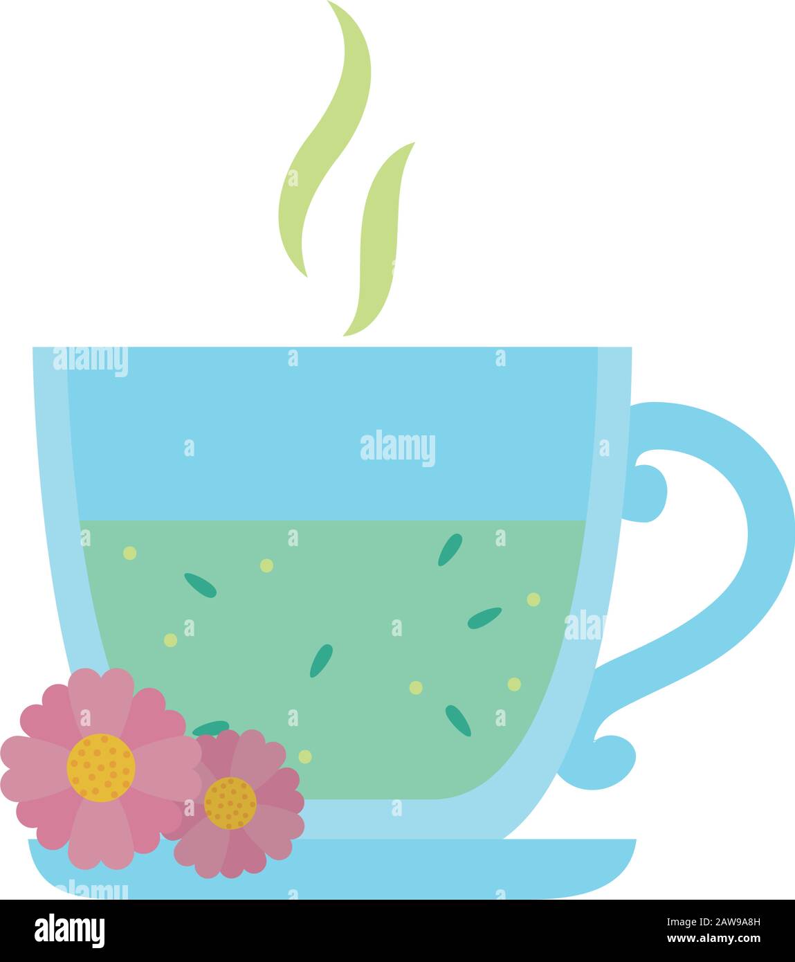 Isolated tea glass cup and flowers vector design Stock Vector Image ...