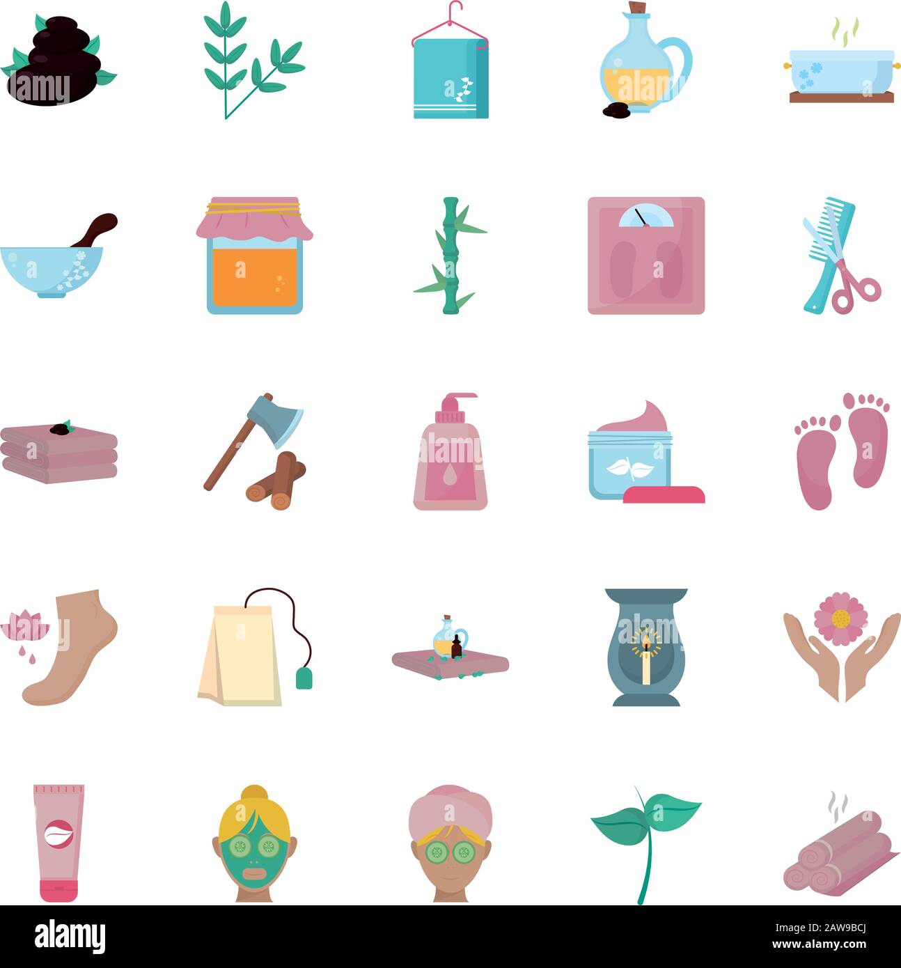 Face hands skincare woman Stock Vector Images - Alamy