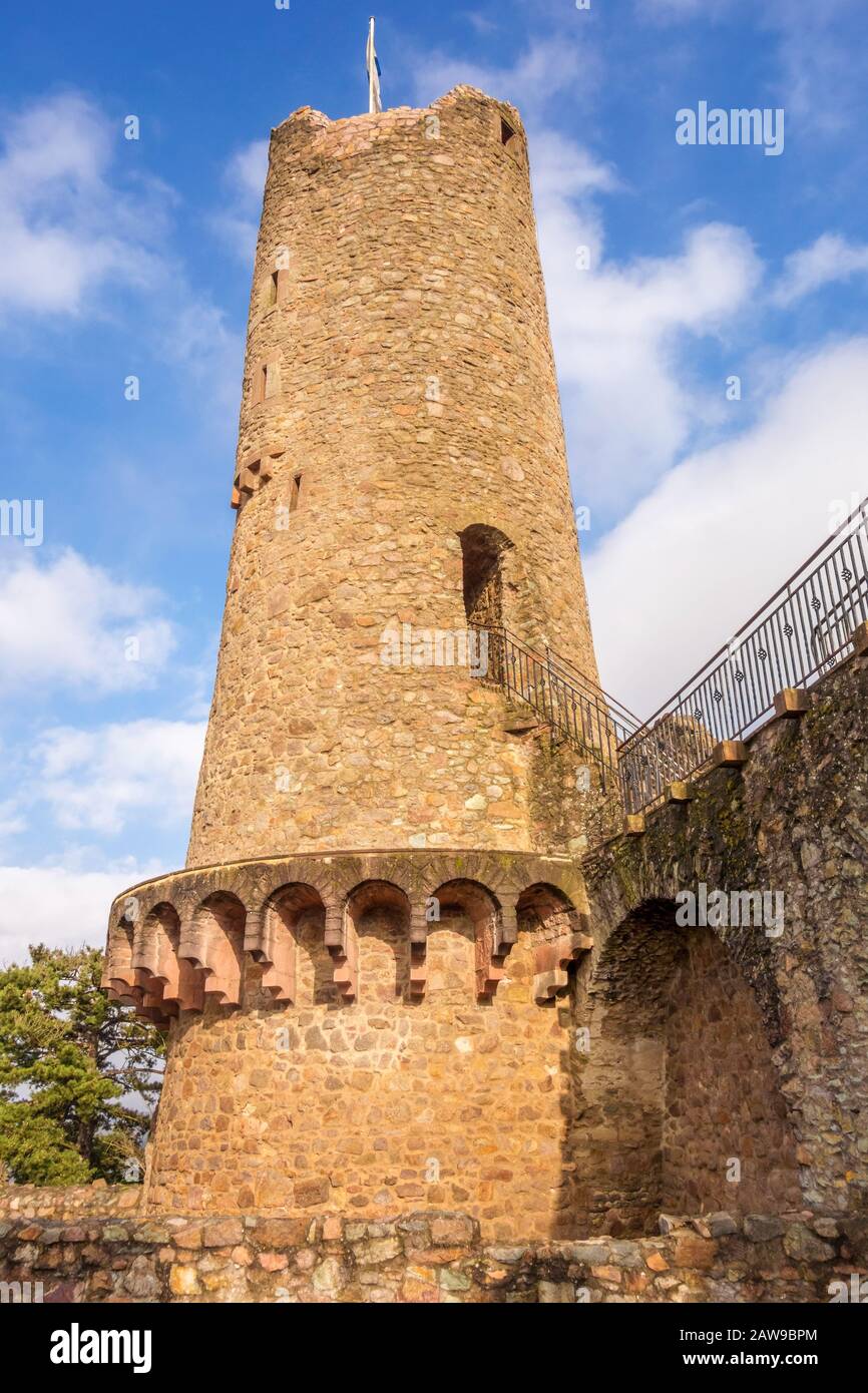 Castle keep of the ruin named Burgruine Windeck, Weinheim Stock Photo ...