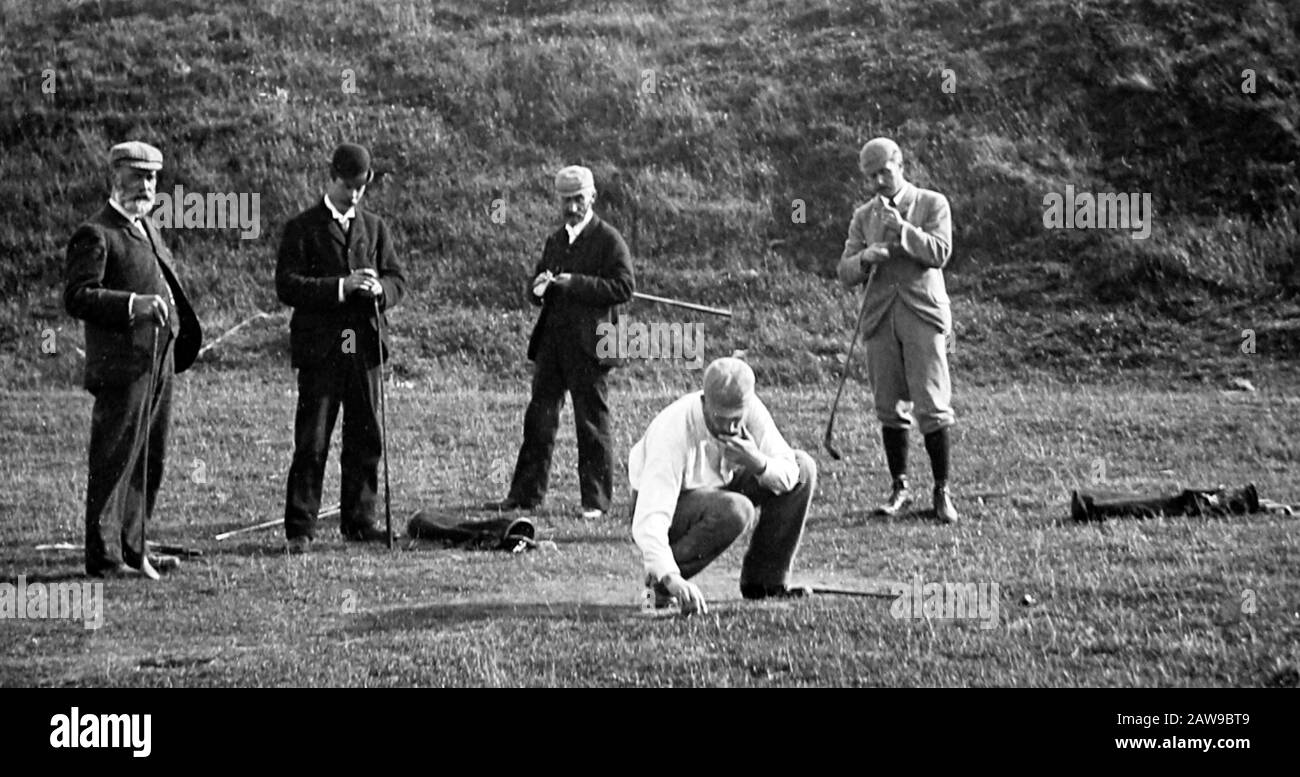 Group of men playing golf, Victorian period Stock Photo - Alamy