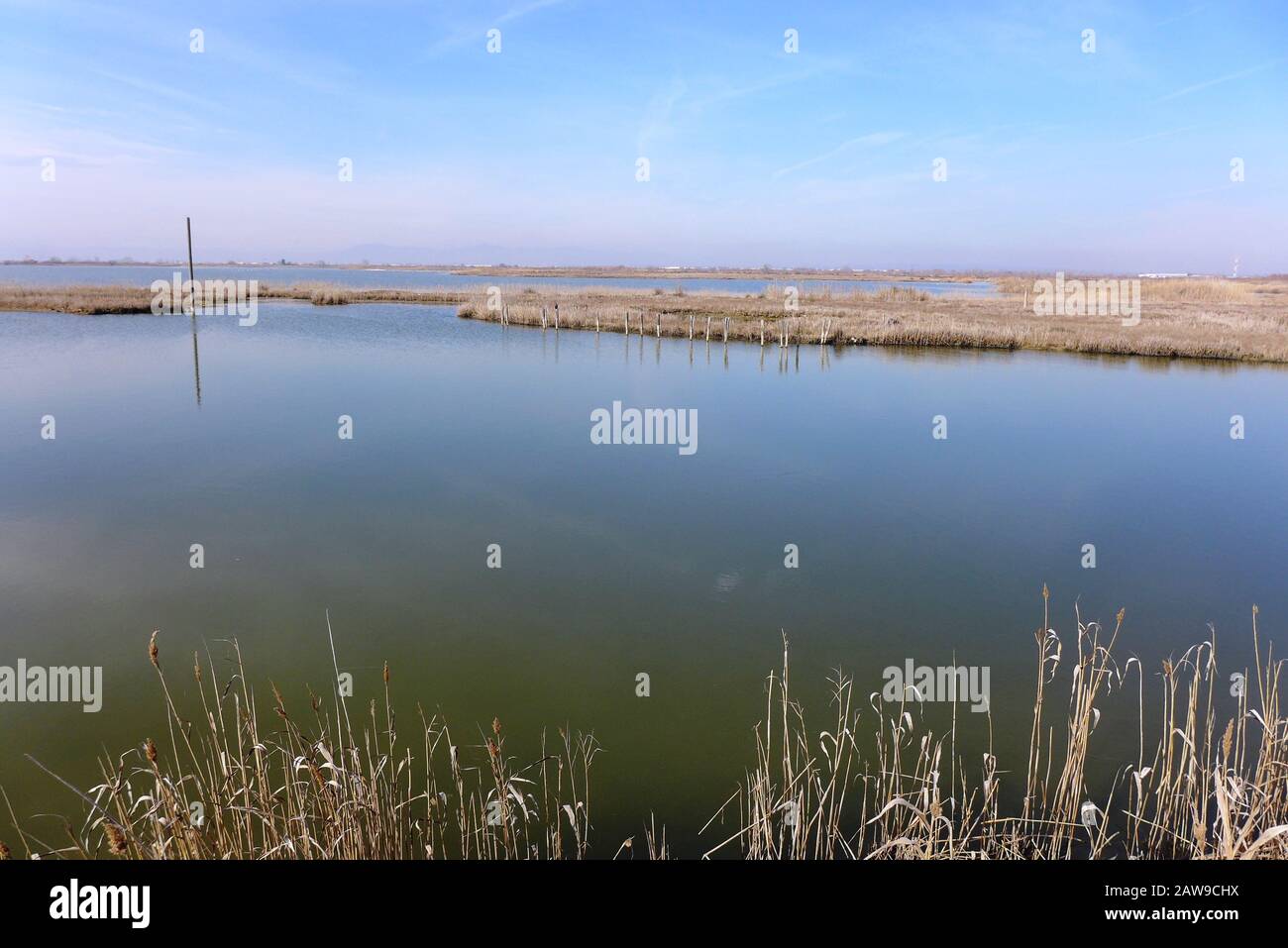 estuary of Axios river, lagoons and moors Stock Photo - Alamy