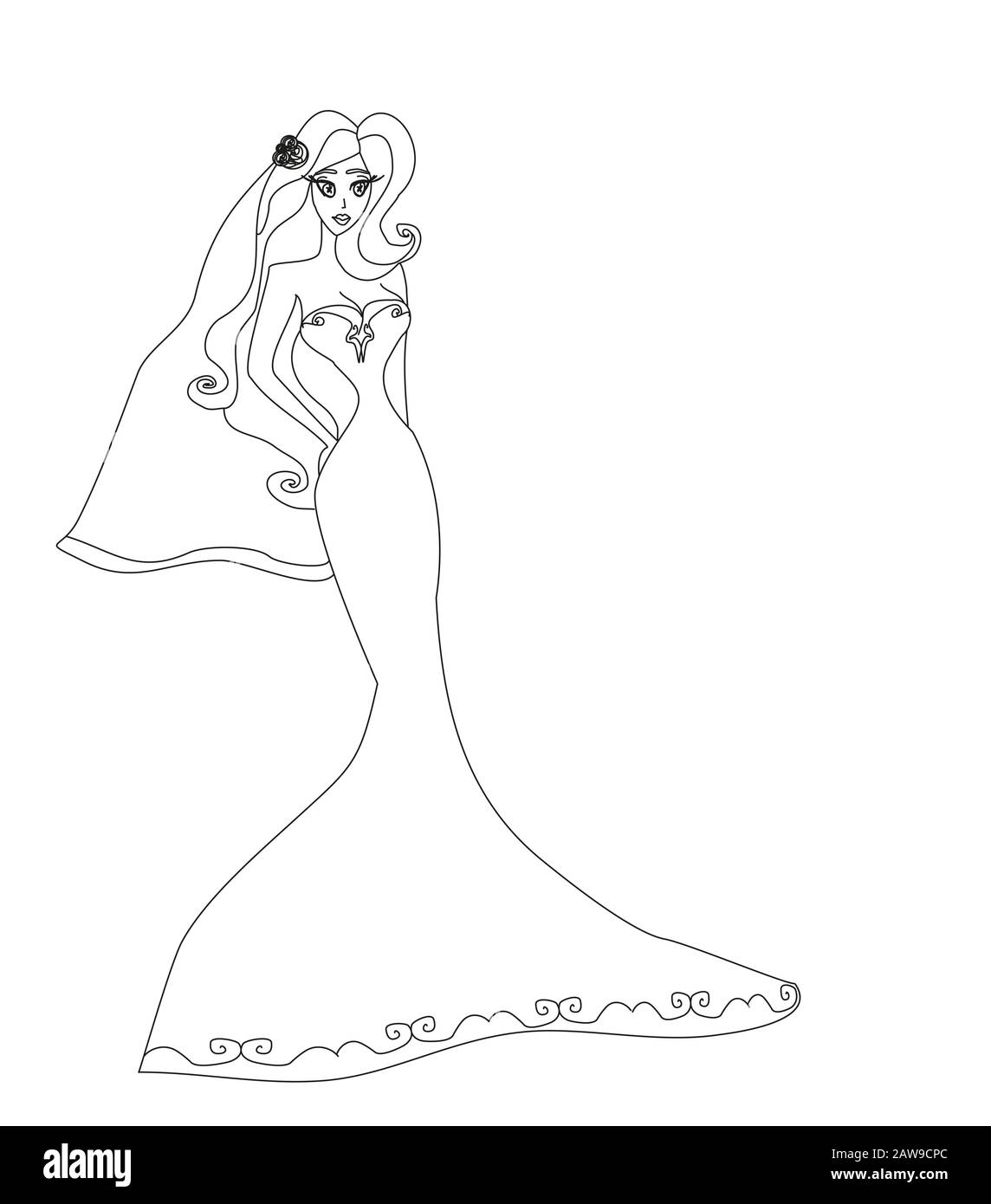 Beautiful bride - doodle illustration Stock Photo - Alamy