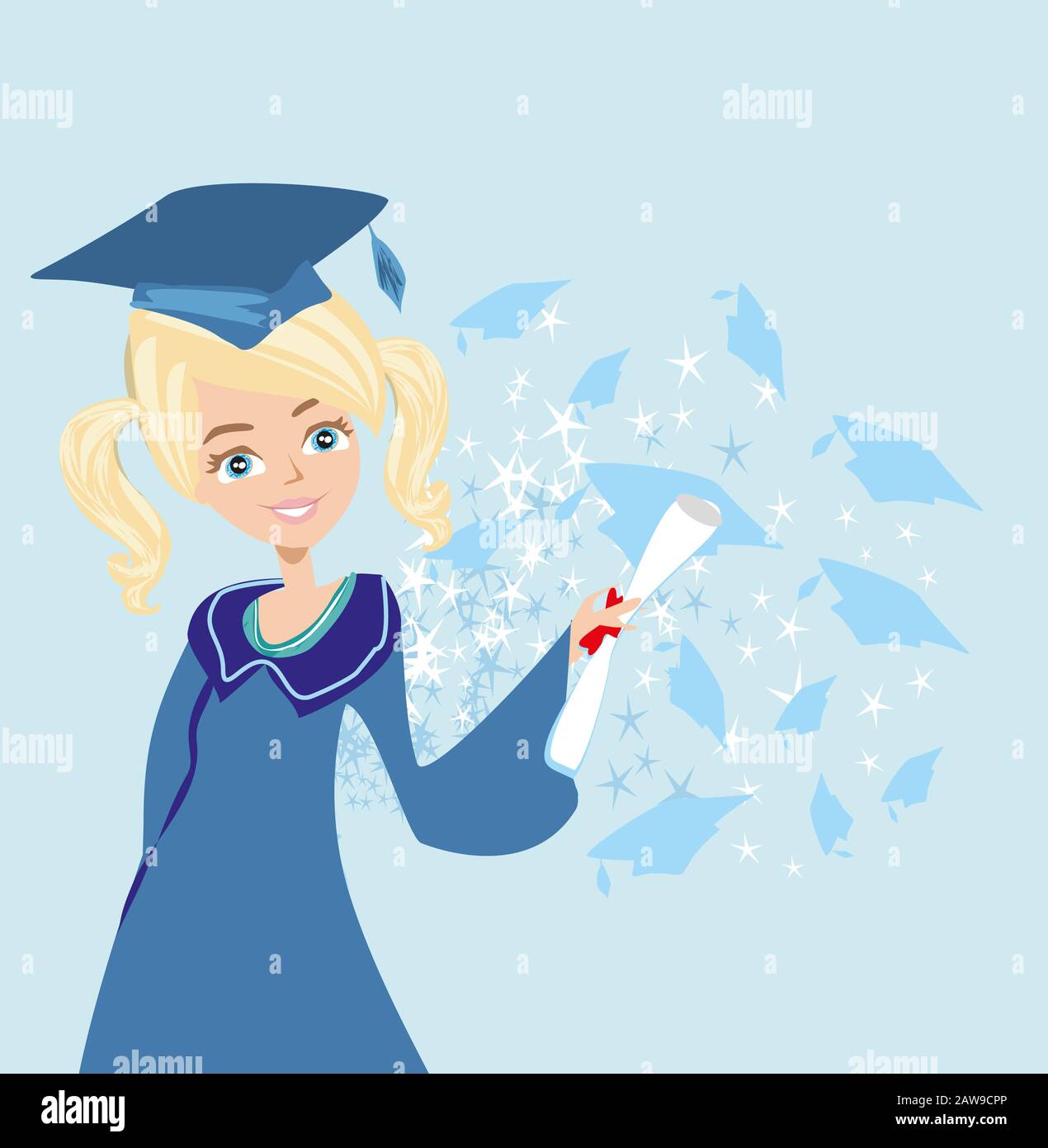 Graduation happy girl card Stock Photo - Alamy