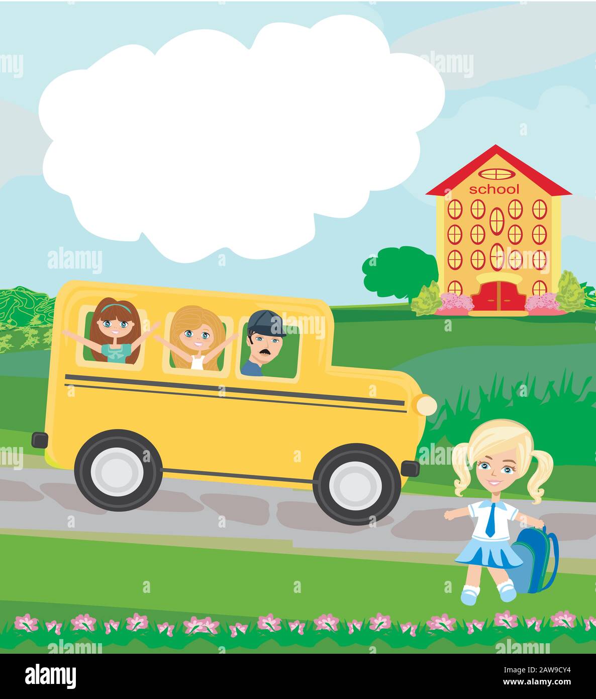 Happy kids go to school Stock Photo - Alamy