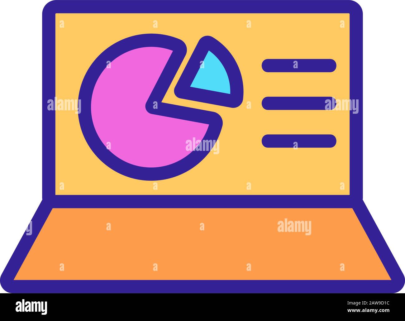 Chart laptop icon vector. Isolated contour symbol illustration Stock ...