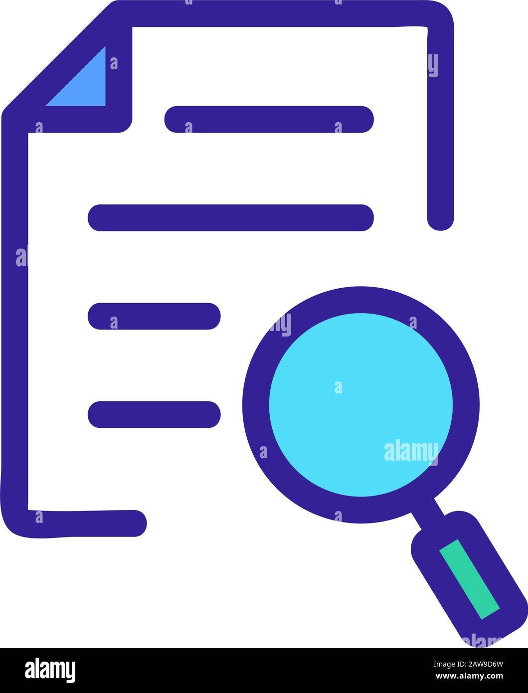 magnifying glass document icon vector. Isolated contour symbol ...