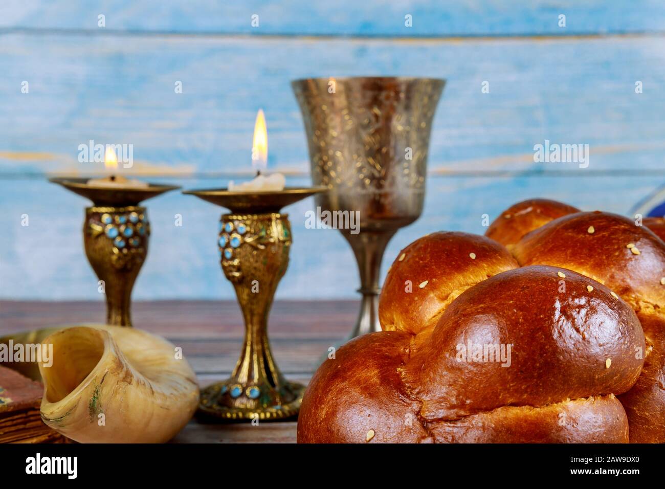 Shabbat eve table candles cup hi-res stock photography and images - Alamy