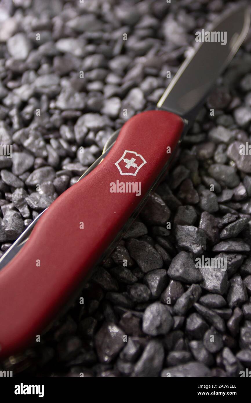 Ibach, Switzerland 02.02.2020 - Red Swiss Army knife Victorinox ...