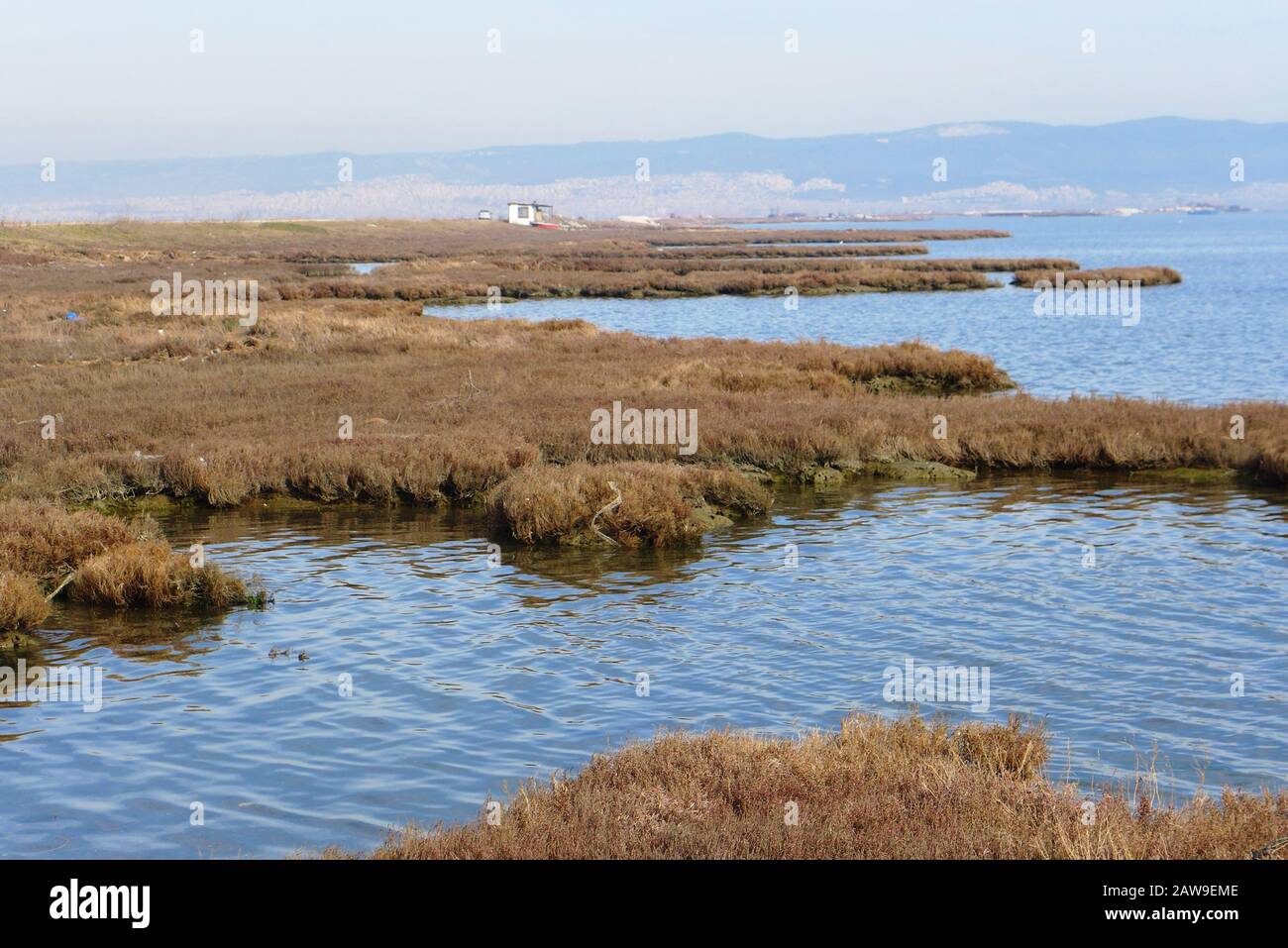estuary of Axios river, lagoons and moors Stock Photo - Alamy