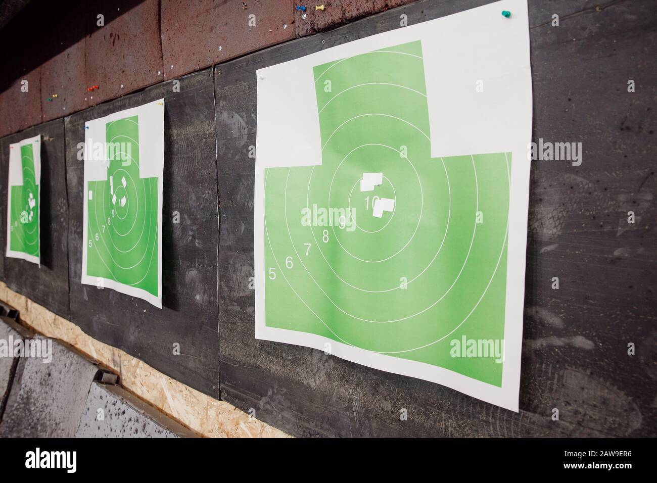 Shooting range gun. Paper target in white and green color for hit Stock ...