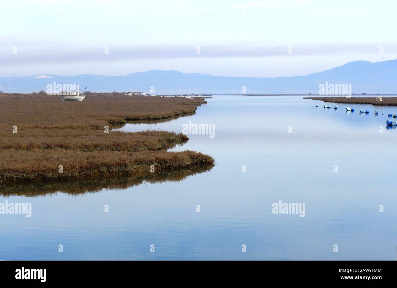 estuary of Axios river, lagoons and moors Stock Photo - Alamy