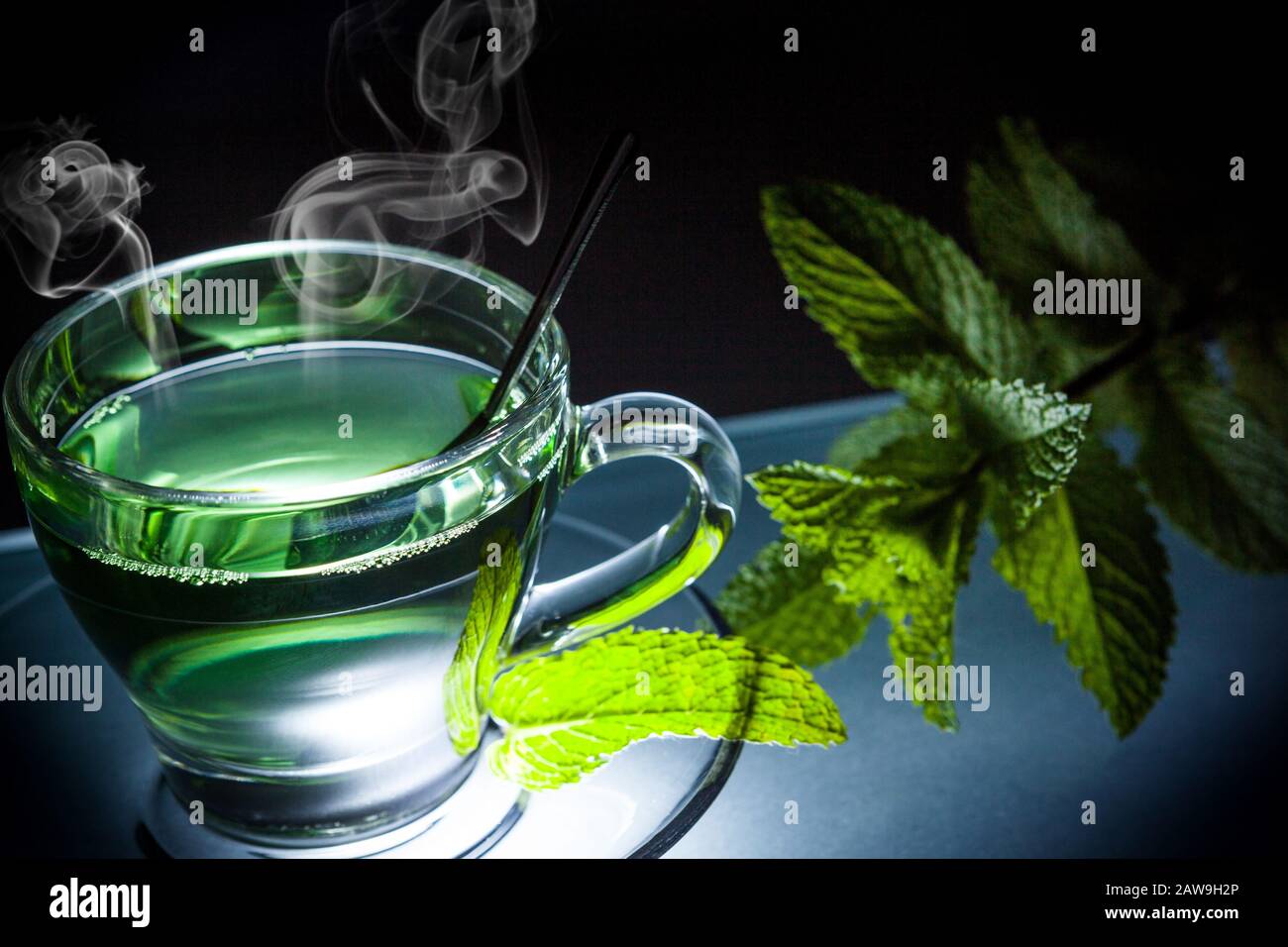 green tea with mint - close up Stock Photo - Alamy