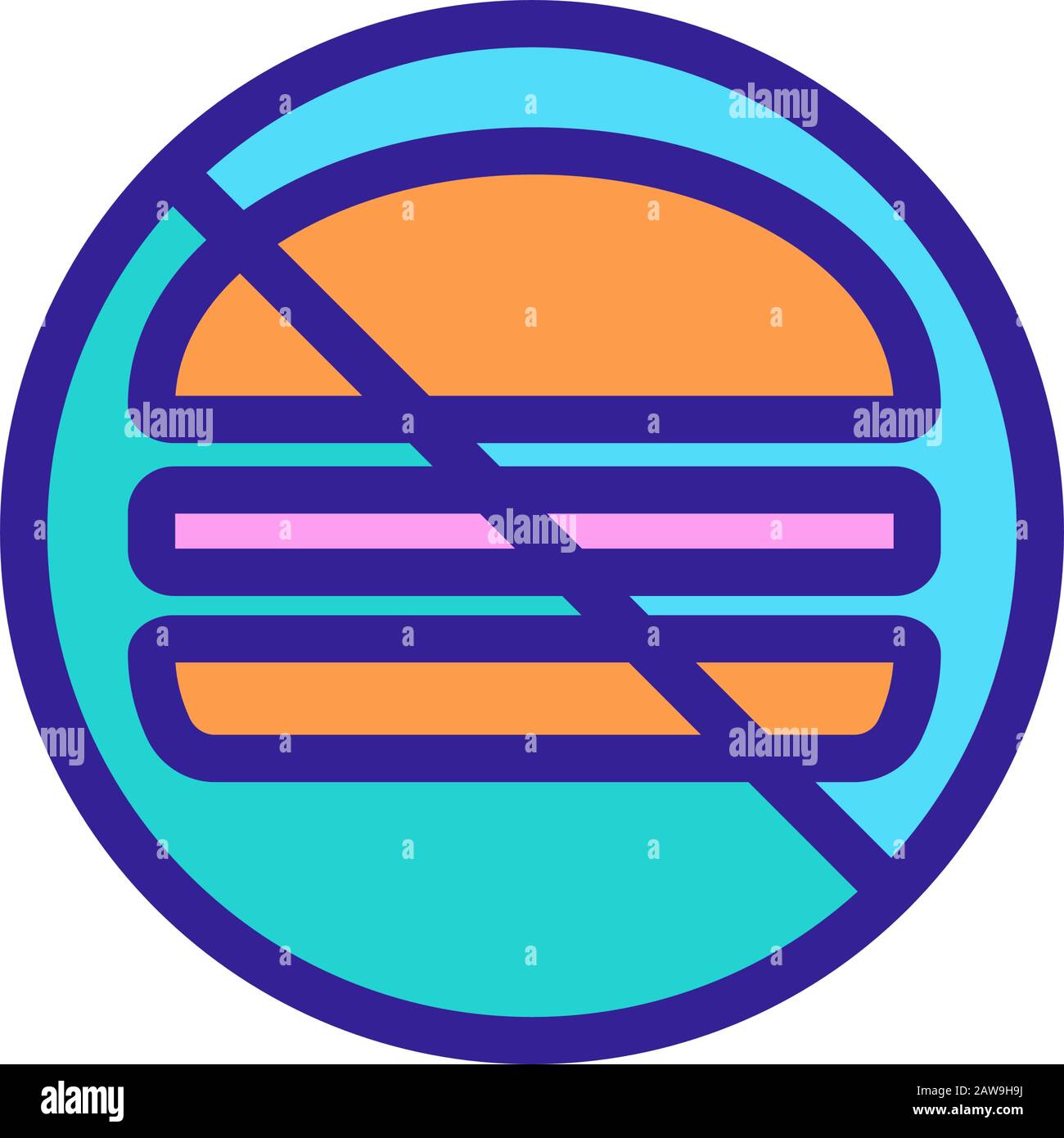 Ban the burger icon vector. Isolated contour symbol illustration Stock ...