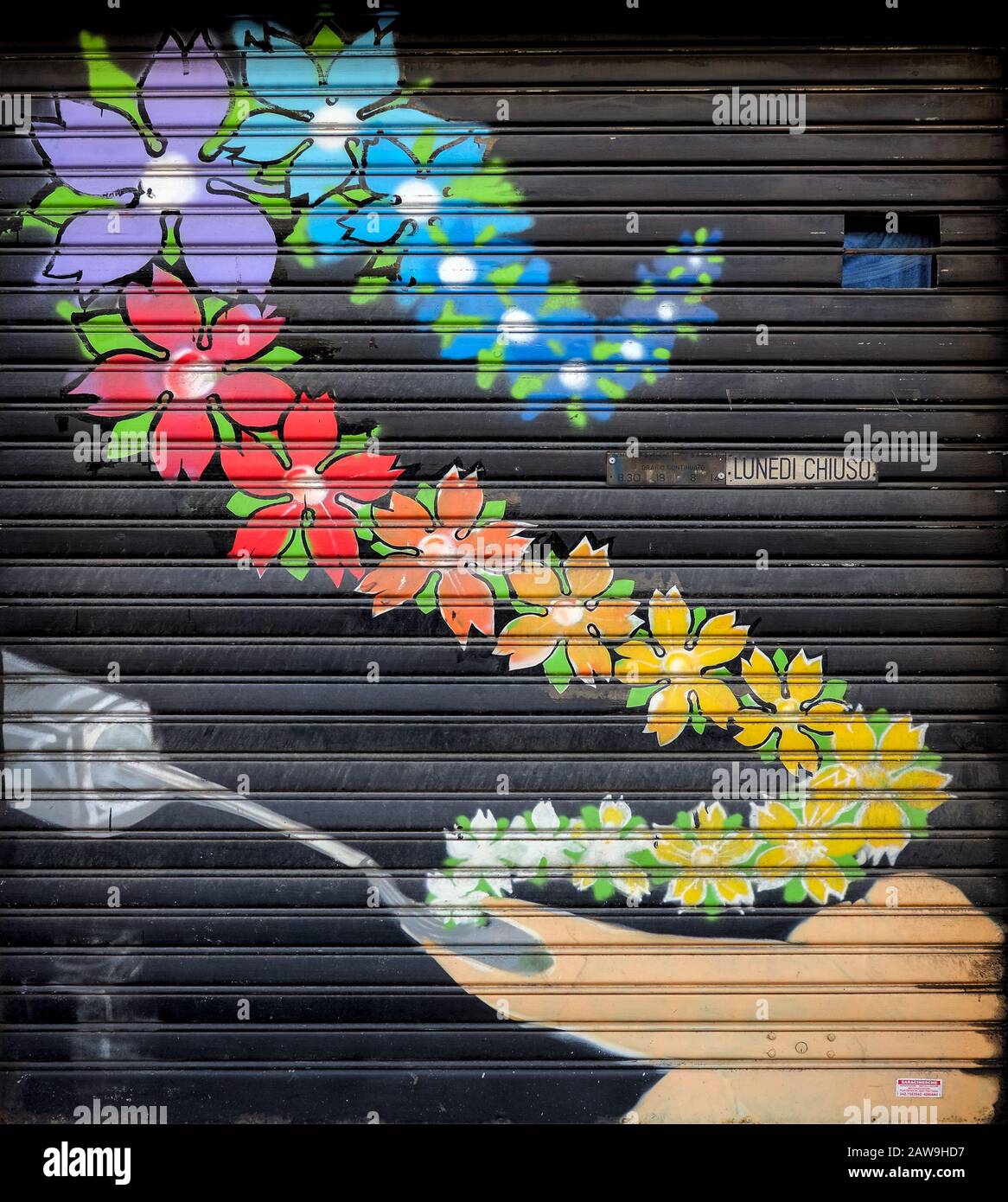 Handmade painting on the shutter of a shop in the southern suburbs of ...