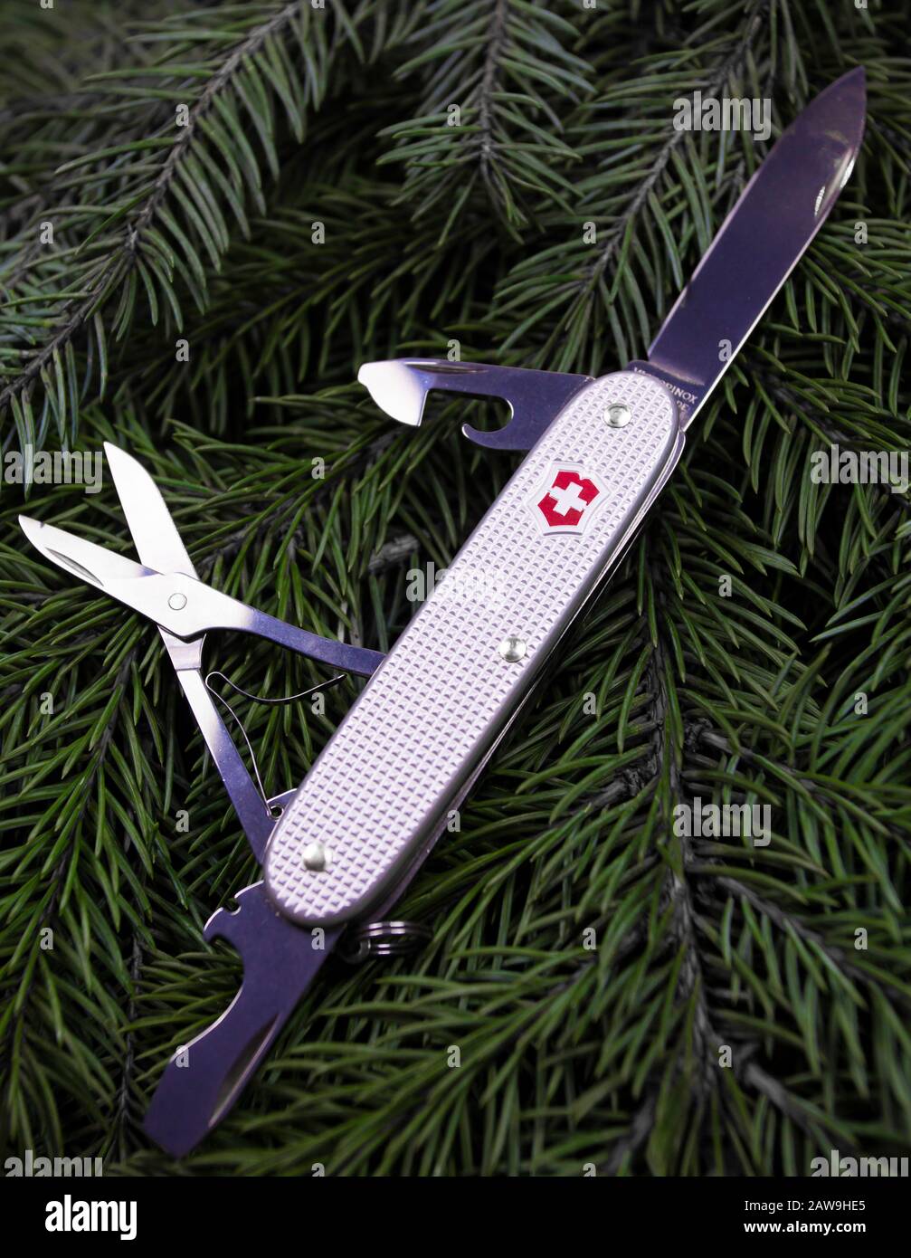 Ibach, Switzerland 02.02.2020 - Silver multitool Swiss Army knife ...