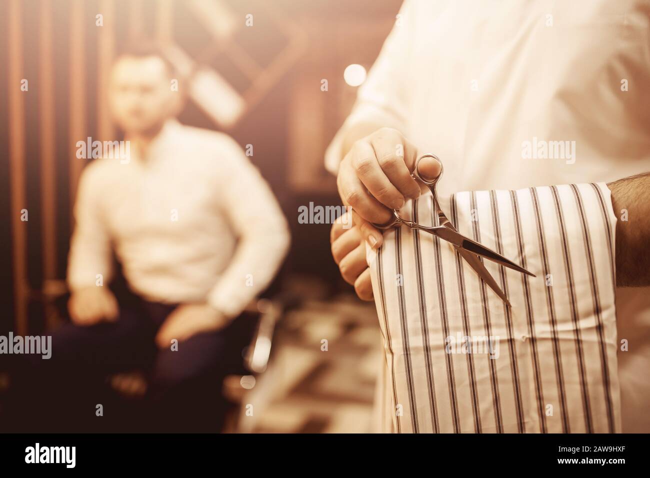 Barbershop, Man with beard in barber shop. Modern hair salon Stock ...