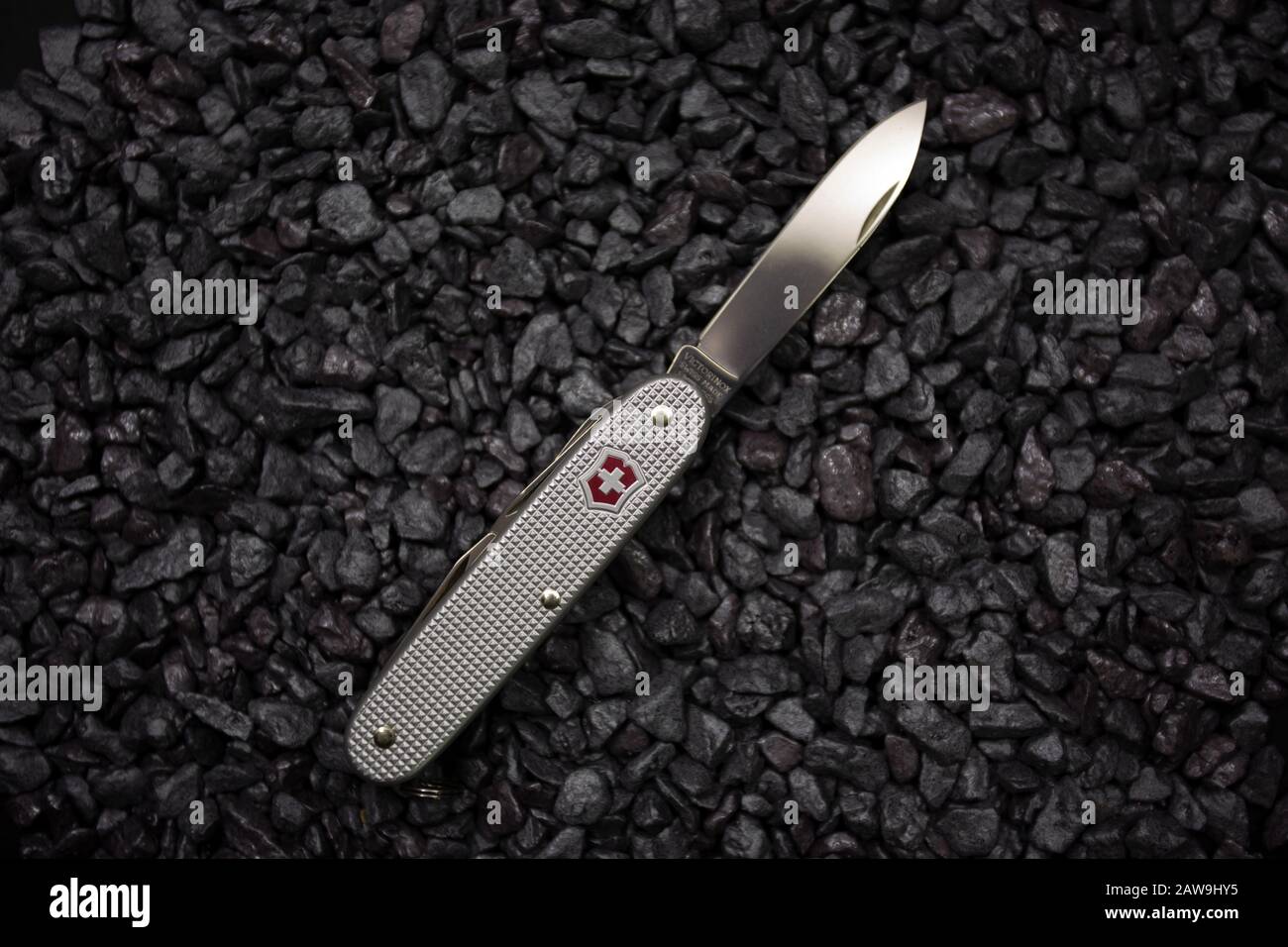 Ibach, Switzerland 02.02.2020 - Opened Swiss Army knife Victorinox ...