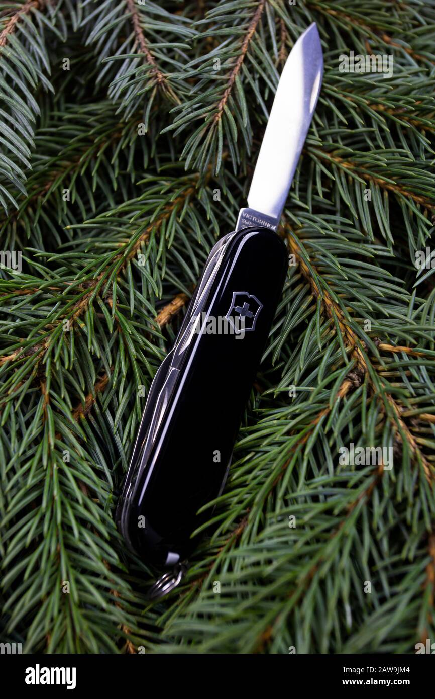 Ibach, Switzerland 02.02.2020 - Black Swiss Army knife Victorinox ...
