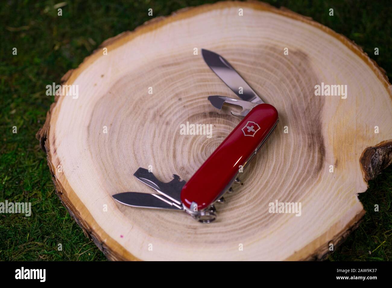 Ibach, Switzerland 02.02.2020 - opened Swiss Army knife Victorinox ...