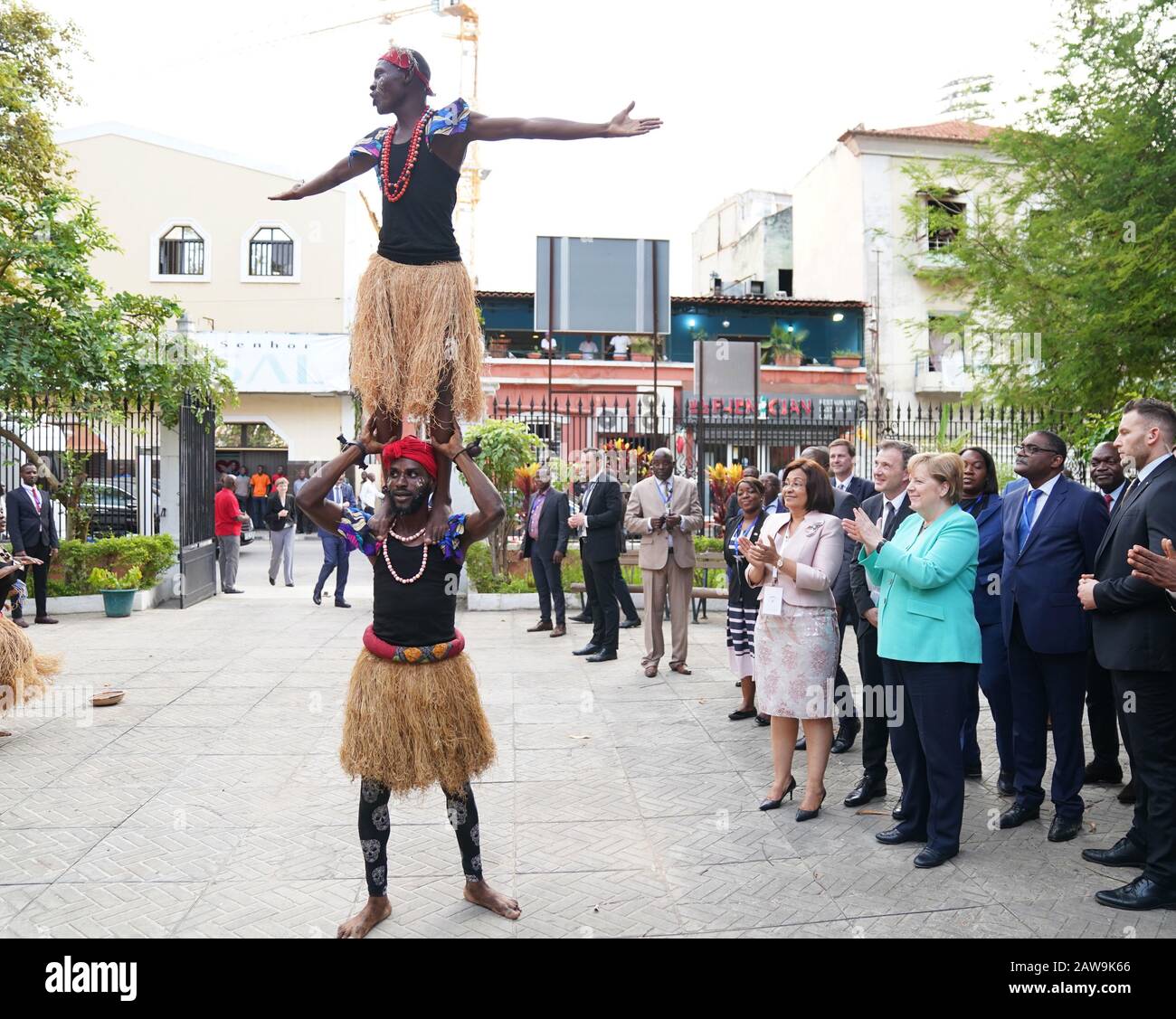 Luanda, Angola. 07th Feb, 2020. German Chancellor Angela Merkel (CDU, r ...