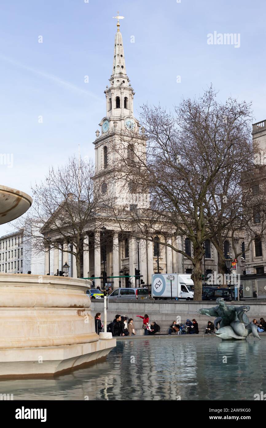 A view of St Martin in the Fields church in Trafalgar Square, London ...