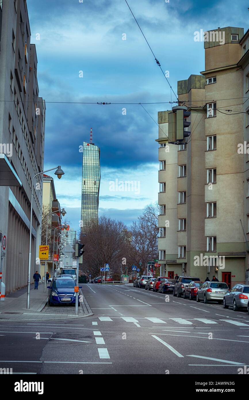 Beautiful cityscape with modern office buildings of Danube City or ...