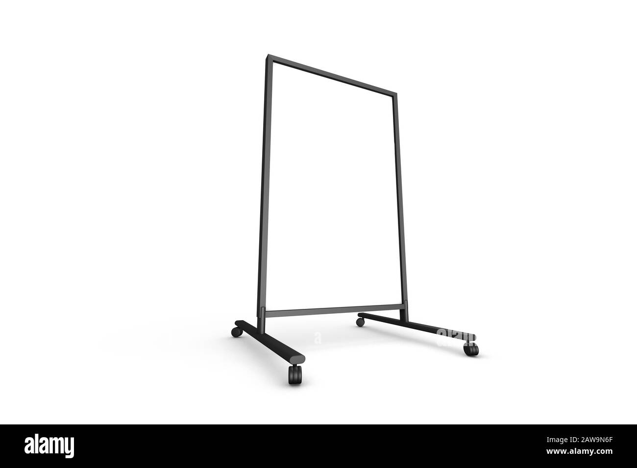 3D rendering, front view of empty blank movable realistic standing ...