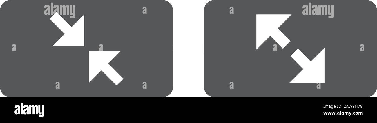 Fullscreen sign icon. 2 Arrows symbol. Icon for App and web. minimize or maximize buttons. Stock ...