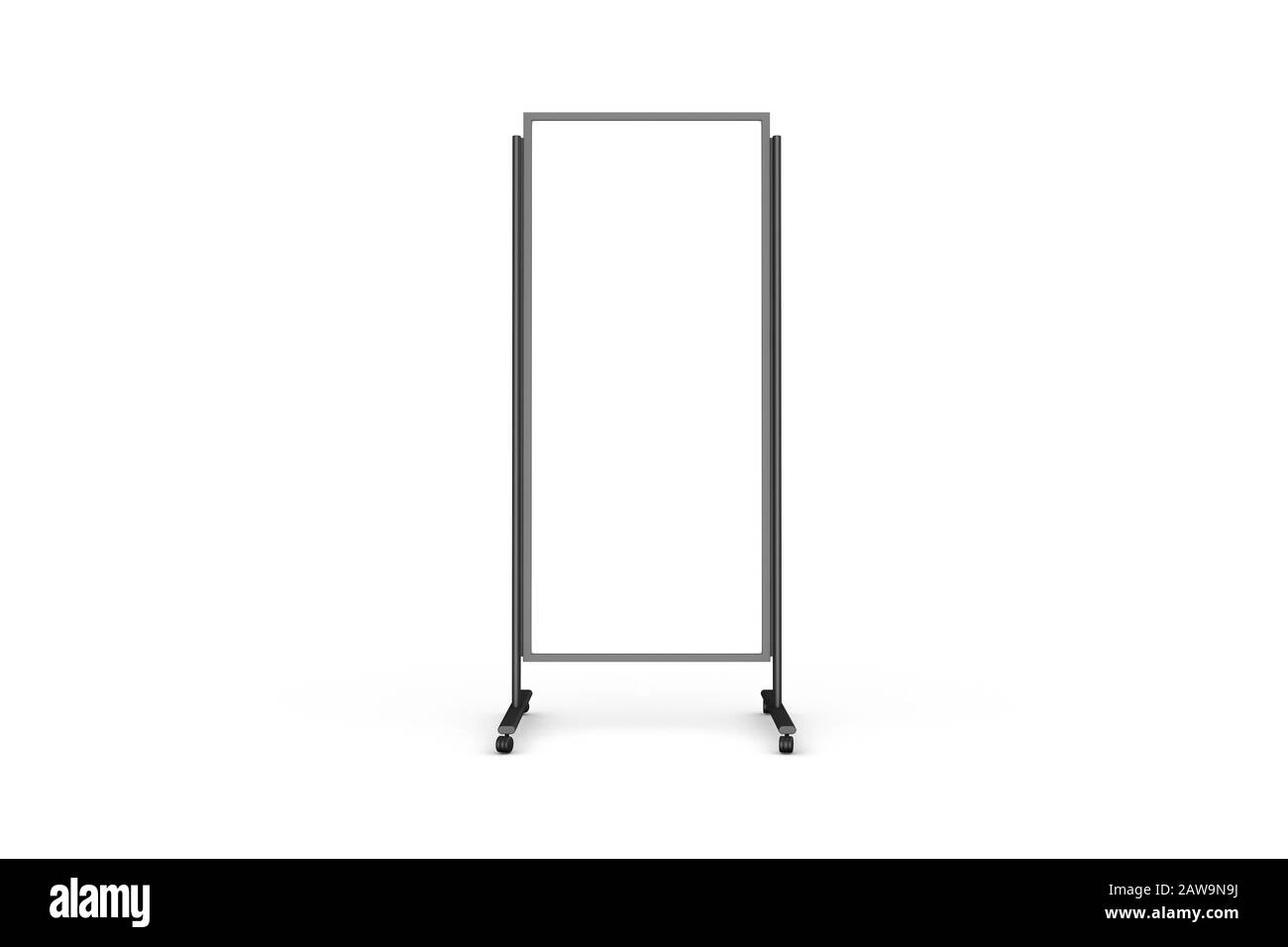 3D rendering, front view of empty blank movable realistic standing ...