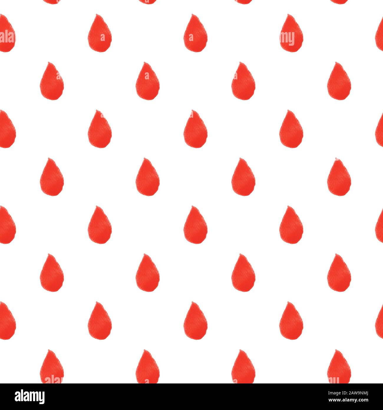 Red drops seamless pattern. Hand drawing watercolor sketch on white ...
