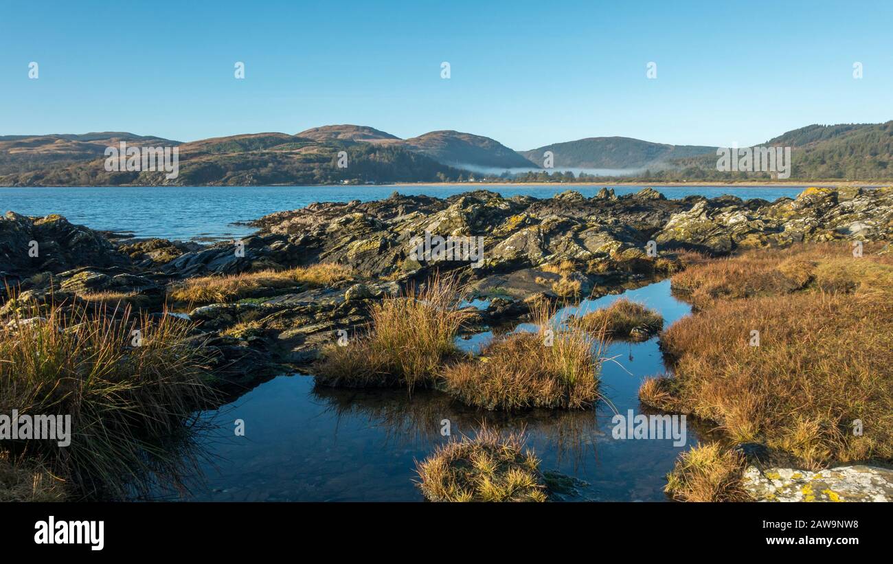 Scottish landscapes: stunning panoramic view of Carradale Bay, Kintyre ...