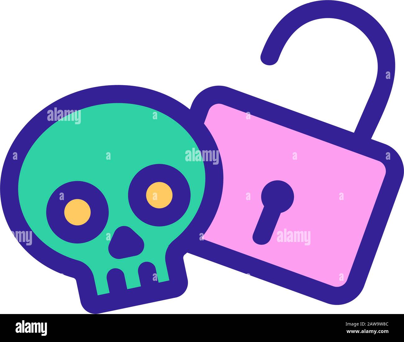 Hacking the internet lock icon vector. Isolated contour symbol ... Hacking the internet lock icon vector. Isolated contour symbol ...