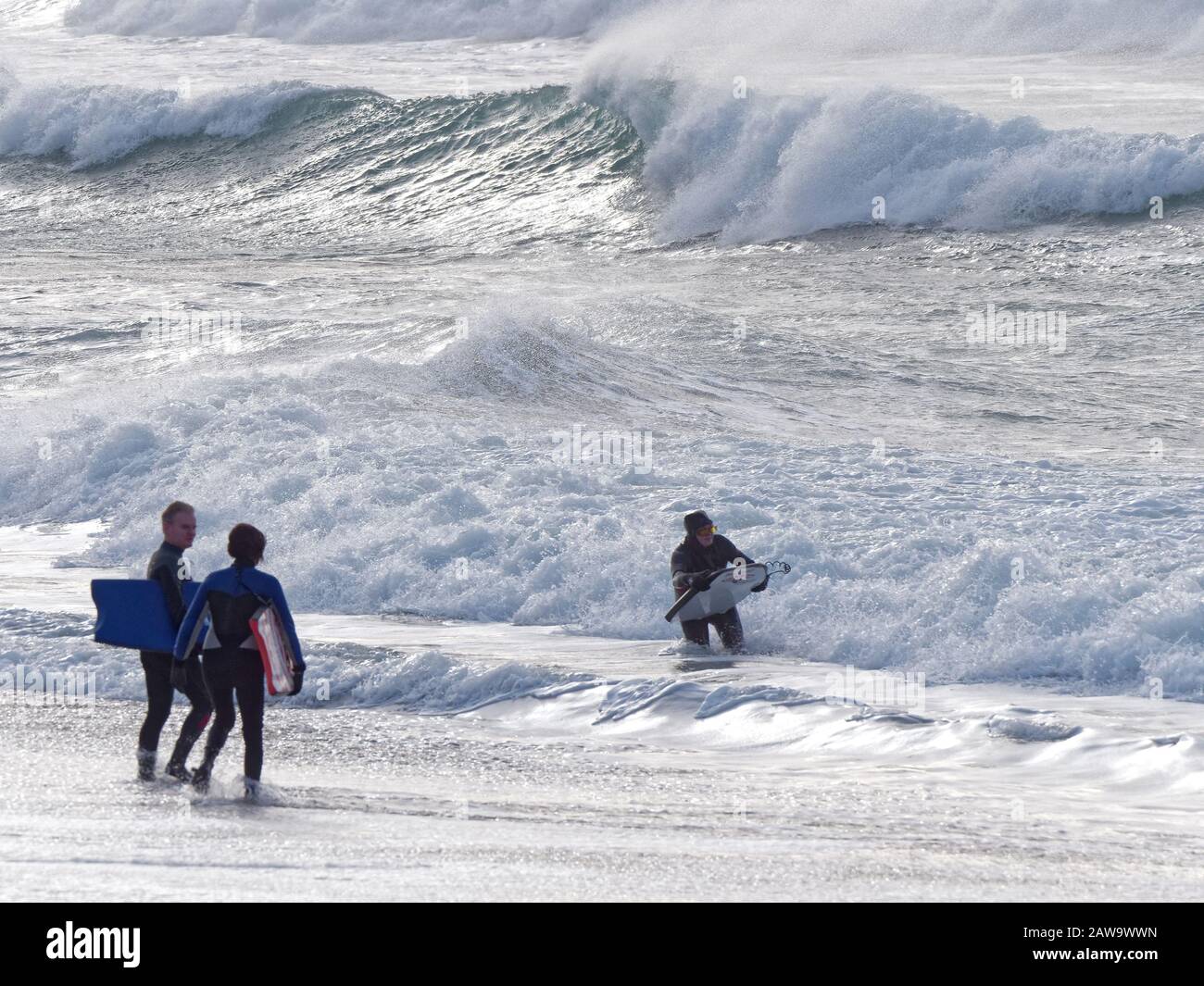 Newquay,Cornwall, 07th February 2020. UK weather, Ciara storm surge ...