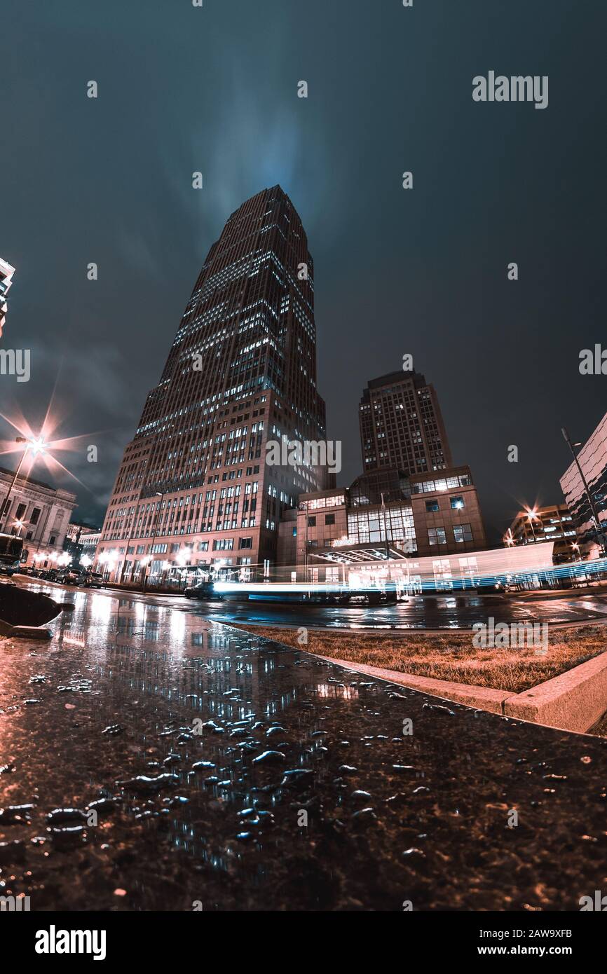 Key Tower in Cleveland Ohio at Night Stock Photo - Alamy