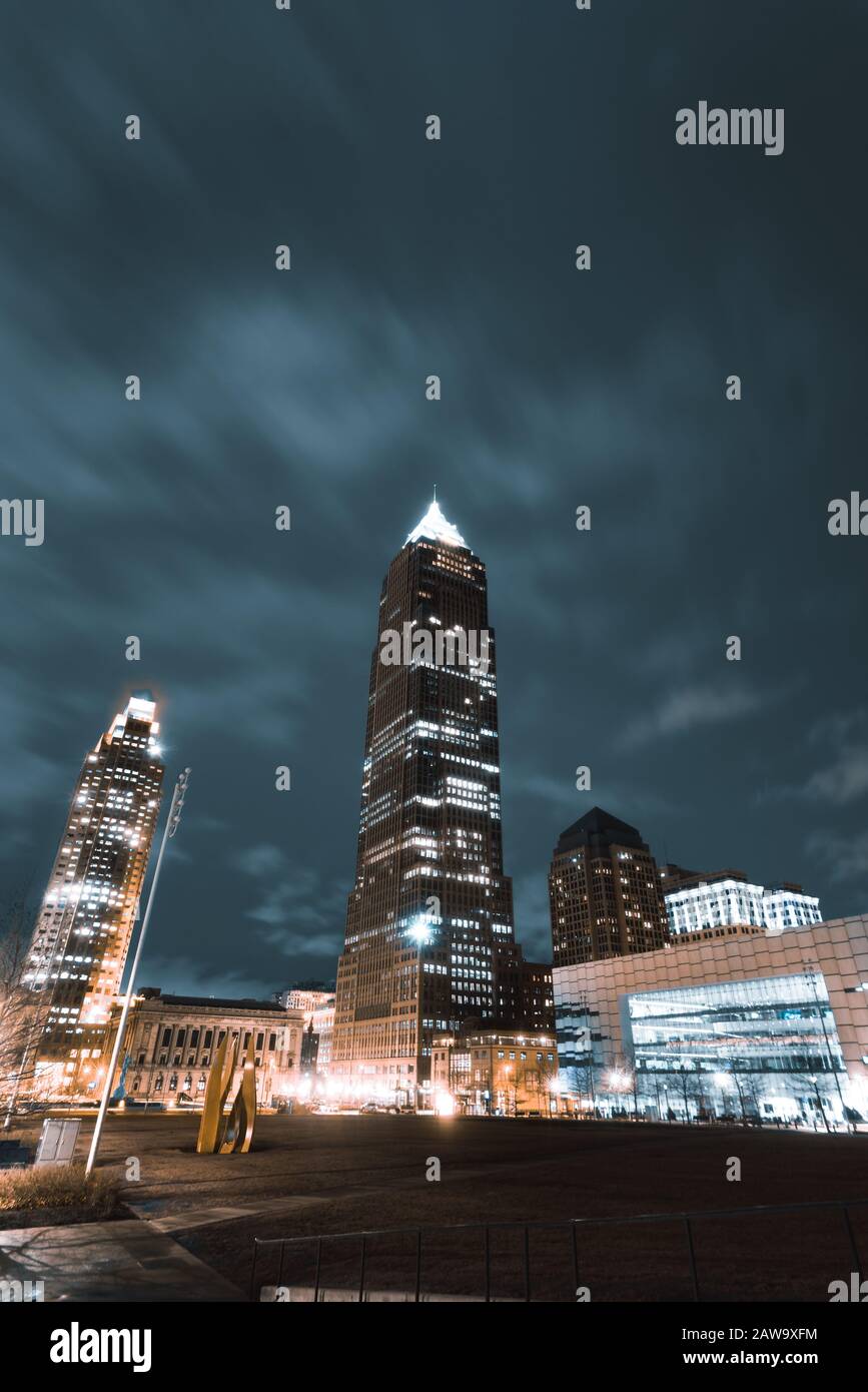 Key Tower in Cleveland Ohio at Night Stock Photo - Alamy