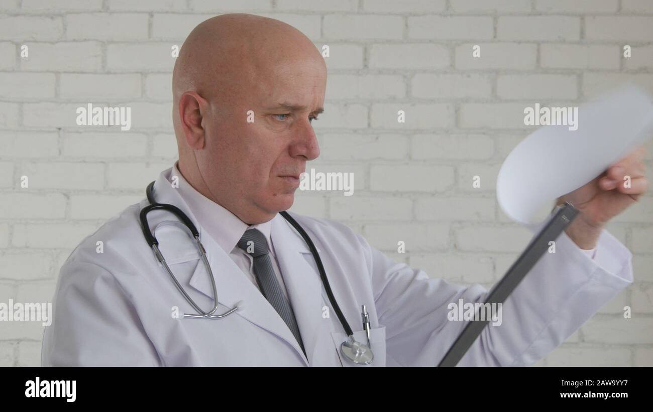 Doctor Image Writing a Medical Recipe Recommending Vitamins Cure in a ...