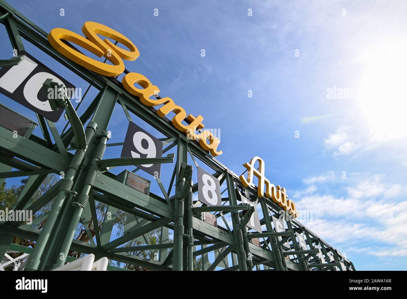 General overview of horse racing starting gates outside of the Santa ...
