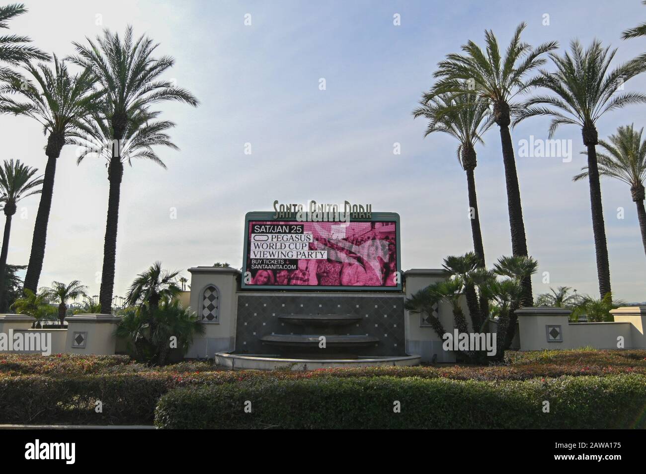 General overview of a billboard outside of the Santa Anita Park Race ...