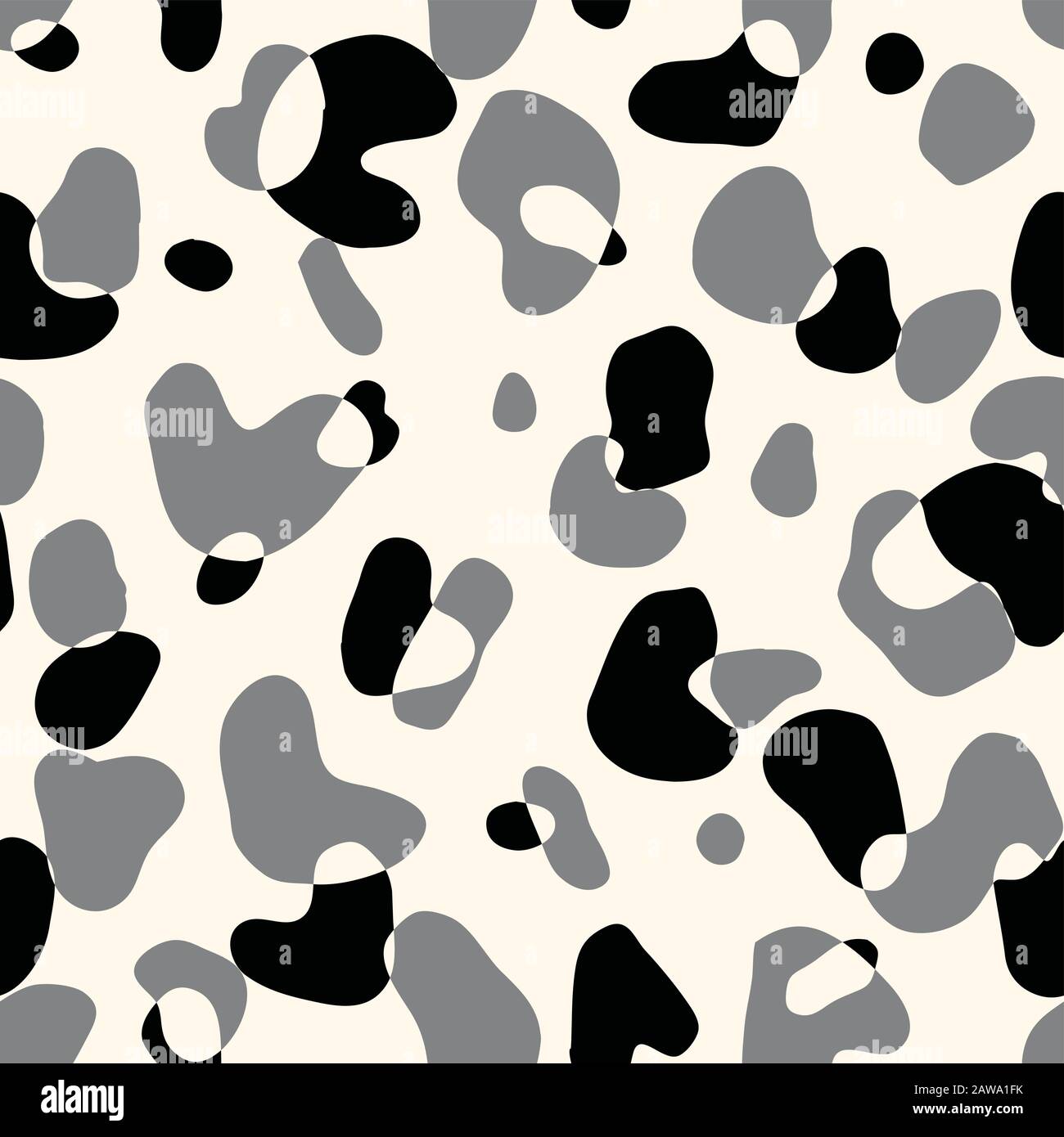 Abstract Hand-Drawn Grey Scale Overlayed Spots Camo Animal Skin Vector ...