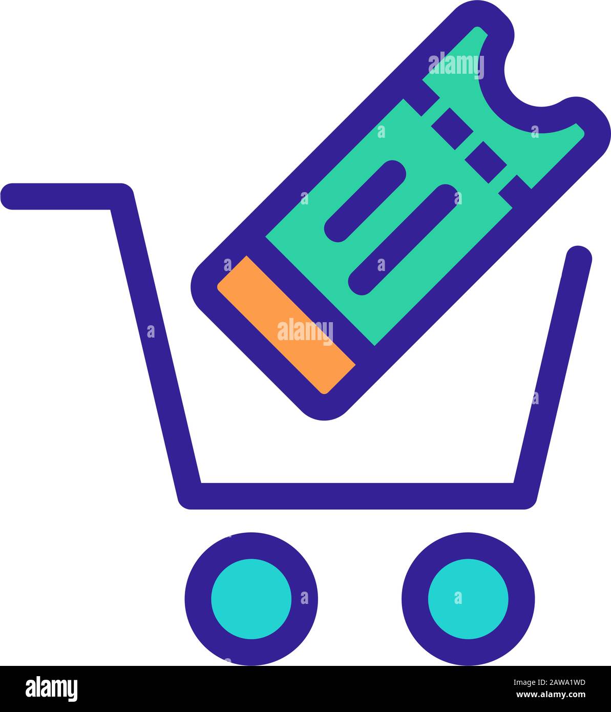 Ticket cart icon vector. Isolated contour symbol illustration Stock ...