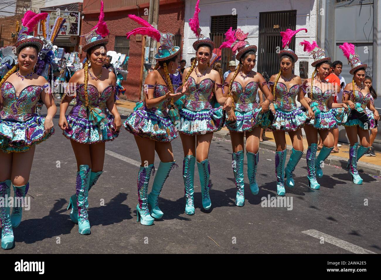 Morenada Dance Group performing during a street parade at the annual ...
