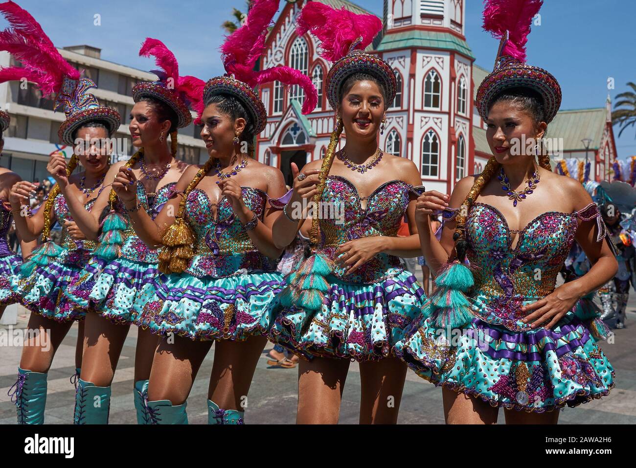 Morenada Dance Group performing during a street parade at the annual ...