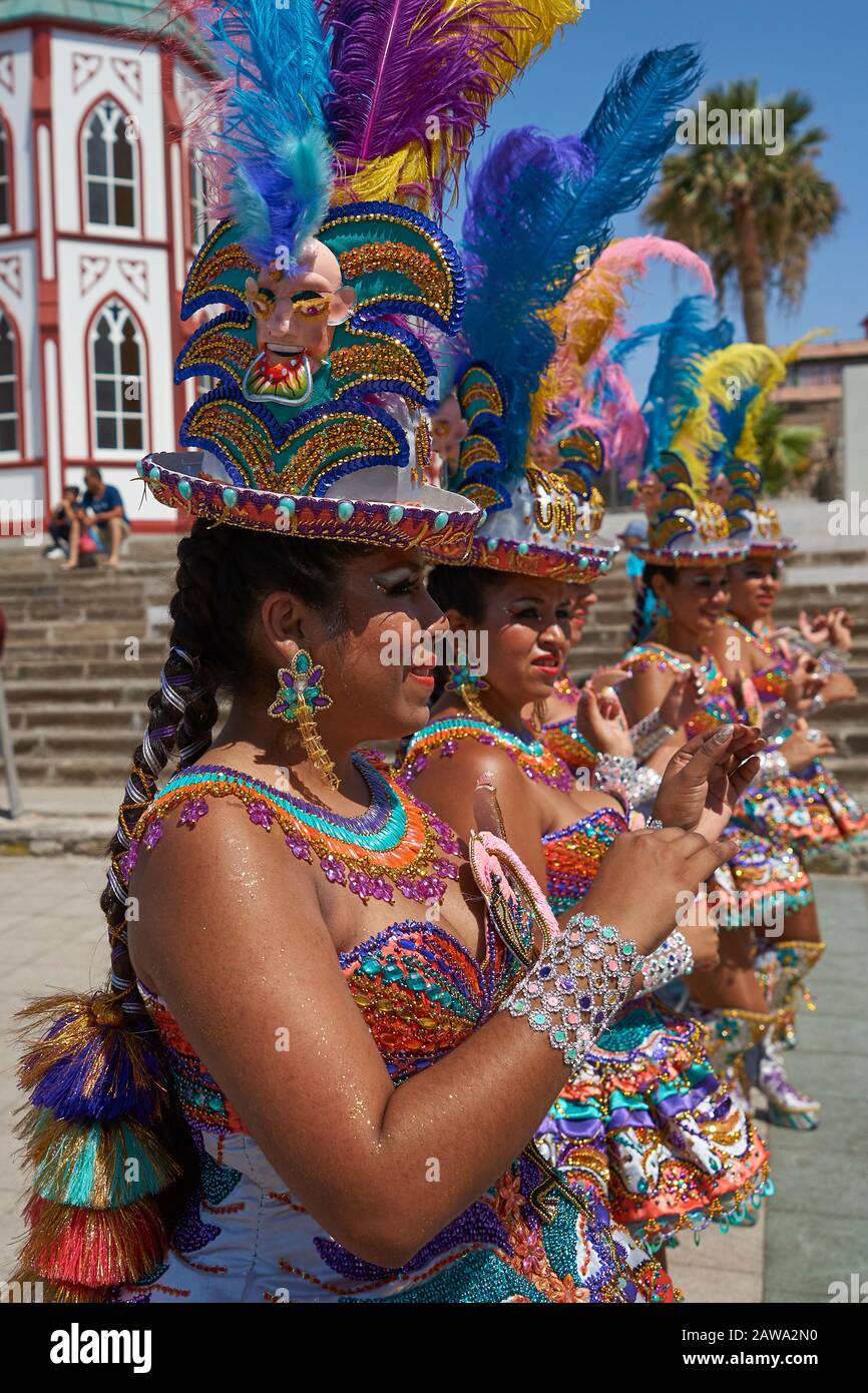 Morenada Dance Group performing during a street parade at the annual ...