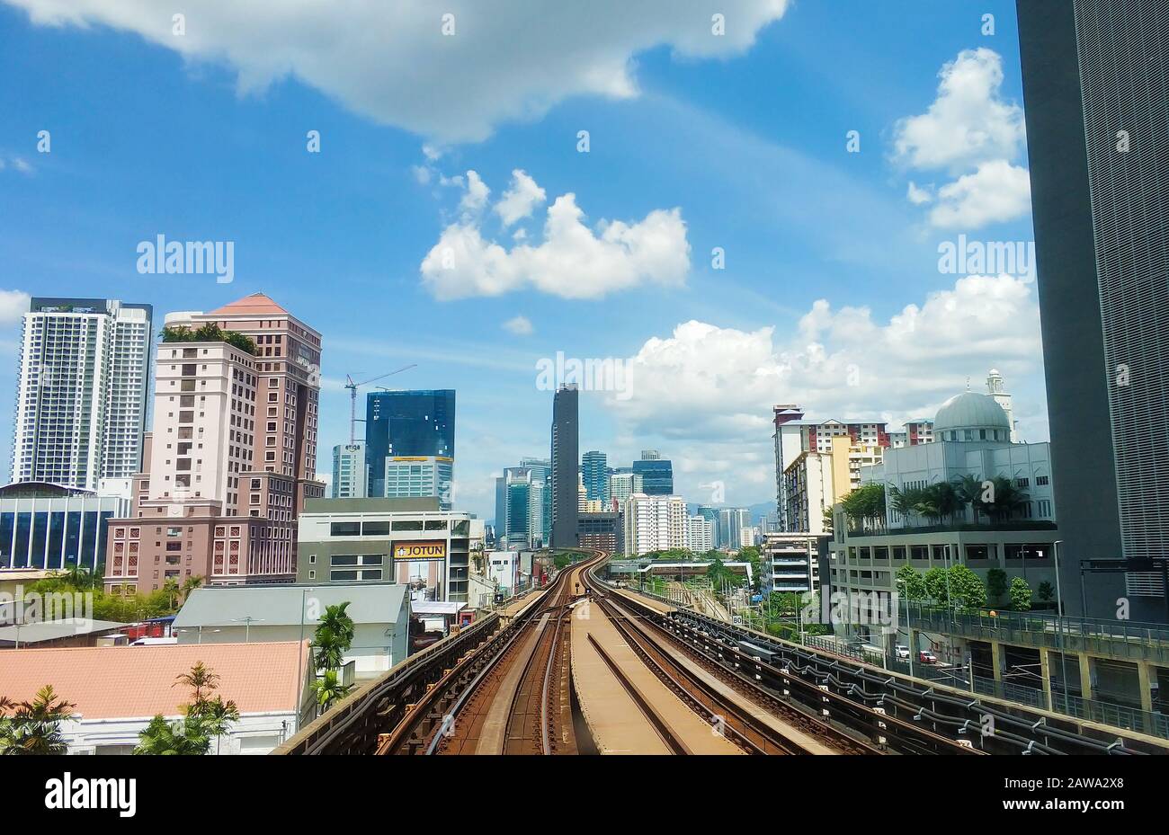 Asian modern town city cityscape view from sky train Stock Photo - Alamy